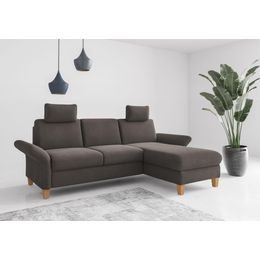 Ecksofa Home Affaire, B:251cm H:90cm T:164cm, grau, 100% Polyester, Wohnzimmer, Sofas, "Rochelle, L-Form", wahlweise mit Armteilverstellung,