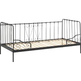 Jugendbett Vipack, B:94,5cm H:89,5cm L:205cm, schwarz, Betten, "Alice, Bettgestell Metall, pulverbeschichtet, in nostalgischem Design", Metallbett