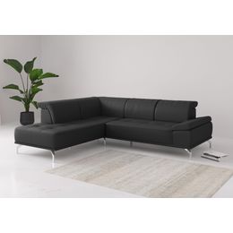 Ecksofa Places of Style, B:274cm H:81cm T:235cm, schwarz, Wohnzimmer, Sofas, "Caluna", Inkl.Sitztiefenverstellung, wahlweise mit Kopf- und