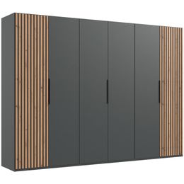 Drehtürenschrank wimex, B:300cm H:216cm T:58cm, schwarz, Spanplatte, Schränke, "Andorra by fresh to go", Mit 3D-Leisten für Akustikpaneel-Optik