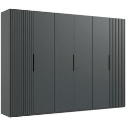 Drehtürenschrank wimex, B:300cm H:216cm T:58cm, schwarz, Spanplatte, Schränke, "Andorra by fresh to go", Mit 3D-Leisten für Akustikpaneel-Optik