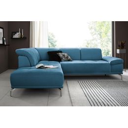 Ecksofa Places of Style, B:262cm H:97cm T:233cm, blau, Luxus-Microfaser Vintageoptik (100% Polyester);Flachgewebe Mura: (100%