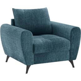 Sessel MR. COUCH, B:96cm H:71cm T:90cm, blau, Dolce (100% Polyester), Wohnzimmer, Sessel, "Blackburn II", Passend zu der Garnitur, mit