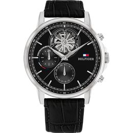 Tommy Hilfiger Herren Multifunktionsuhr "STEWART", schwarz, Armbanduhren, Quarzuhr, Armbanduhr, Herrenuhr, Datum, Lederarmband