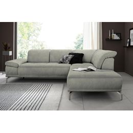 Ecksofa Places of Style, B:262cm H:97cm T:233cm, grau, Luxus-Microfaser Vintageoptik (100% Polyester);Flachgewebe Mura: (100%