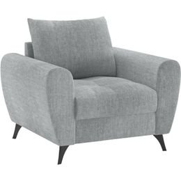 Sessel MR. COUCH, B:96cm H:71cm T:90cm, silber, Dolce (100% Polyester), Wohnzimmer, Sessel, "Blackburn II", Passend zu der Garnitur, wahlweise mit