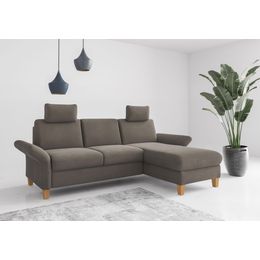 Ecksofa Home Affaire, B:251cm H:90cm T:164cm, braun, 100% Polyester, Wohnzimmer, Sofas, "Rochelle, L-Form", wahlweise mit Armteilverstellung,