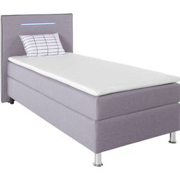 Boxspringbett Collection AB, B:100cm L:206cm, grau, Holzwerkstoff, Komplettbetten, "London, inklusive Topper und Kissen, mit LED-Beleuchtung",