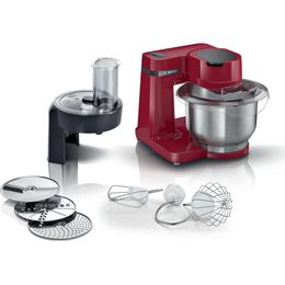 Bosch Küchenmaschine "MUMS2EB01 MUM Serie 2", B:26,6cm H:26,6cm T:27,7cm, rot, Küchenmaschinen, Durchlaufschnitzler, 3 Reibescheiben, Patisserieset