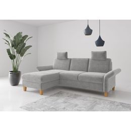 Ecksofa Home Affaire, B:251cm H:90cm T:164cm, grau, 100% Polyester, Wohnzimmer, Sofas, "Rochelle, L-Form", wahlweise mit Armteilverstellung,