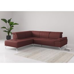 Ecksofa Places of Style, B:274cm H:81cm T:235cm, rot, Wohnzimmer, Sofas, "Caluna", Inkl.Sitztiefenverstellung, wahlweise mit Kopf- und