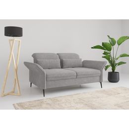 Sit & More 3-Sitzer SIT & MORE, B:199cm H:92cm T:123cm, grau, 100% Polyester, Sofas, "Emely, inkl. Sitztiefenverstellung", wahlweise mit Bettfunktion, Kopf- &