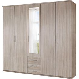 Kleiderschrank wimex, B:225cm H:210cm T:58cm, braun, Schränke, "Ben", mit jeweils drei Schubkästen