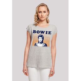 F4NT4STIC Damen T-Shirt "David Bowie Orange Stripes", grau, Gr. XXL, Obermaterial: 100% Baumwolle, Shirts, Print