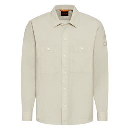 BOSS Orange Herren Langarmhemd "Locky", beige, Gr. XL, unifarben, Web, Obermaterial: 98% Baumwolle, 2% Elasthan, Hemden, mit gro&szlig;en Brusttaschen
