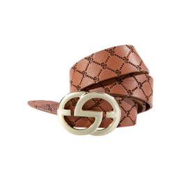 Silbergift Damen Koppelg&uuml;rtel, braun, Gr. 90, unifarben, Rindsleder, G&uuml;rtel, mit grafischer Schlie&szlig;e