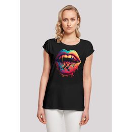 F4NT4STIC Damen T-Shirt "Drooling Lips SHORT SLEEVE TEE", schwarz, Gr. 5XL, Obermaterial: 100% Baumwolle, Shirts, Print