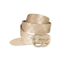 Silbergift Damen Koppelg&uuml;rtel, beige, Gr. 90, unifarben, Rindsleder, G&uuml;rtel, mit grafischer Schlie&szlig;e