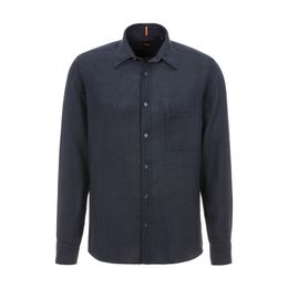 BOSS Orange Herren Leinenhemd "Relegant", blau, Gr. XXXL, unifarben, Web, Obermaterial: 100% Leinen, Hemden, mit Markenlabel