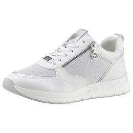 Tamaris Damen Keilsneaker, Gr. 42, silber, Lederimitat, Textil, Schuhe, Freizeitschuh, Halbschuh, in schmaler Form, vegane Verarbeitung