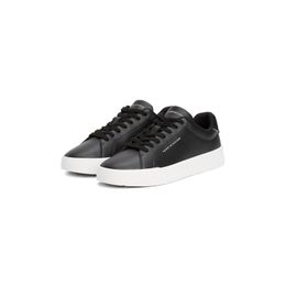 Tommy Hilfiger Herren Sneaker "TH COURT LTH DETAIL ESS", Gr. 48, schwarz, Leder, Lederimitat, Schuhe, Freizeitschuh, Halbschuh, Schnürschuh mit