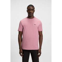 Rundhalsshirt BOSS Green "Tee", Herren, Gr. XL, open pink696, Single Jersey, Obermaterial: 95% Baumwolle, 5% Elasthan, regular fit hüftlang, Rundhals, eng eingefasste Kante, Shirts, mit gummiertem Kontrast-Logo