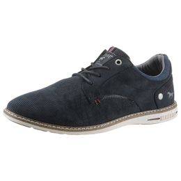 Mustang Shoes Herren Schnürschuh, Gr. 41, blau, Lederimitat, Textil, Schuhe, Freizeitschuh, Halbschuh, Schnürschuh mit Perforation