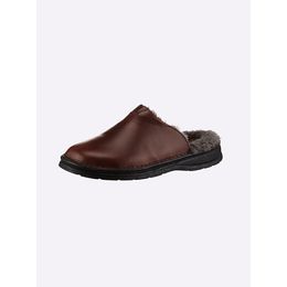 Herren Pantoffel, Gr. 40, rot, Glattleder, Basic, Schuhe