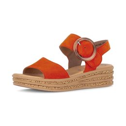 Gabor Damen Keilsandalette, Gr. 41, orange, Ziegenveloursleder, Schuhe, Plateau, Sommerschuh, Sandale mit trendigem Zierschnalle