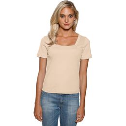 Heine Witt Damen Shirt aus Rippenware, beige, Gr&ouml;&szlig;e 40