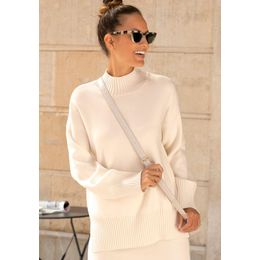 Lascana Damen Stehkragenpullover, hellbeige, Gr&ouml;&szlig;e 32/34