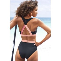 active by Lascana LASCANA ACTIVE Highwaist-Bikini-Hose 'Janni' schwarz Gr. 34. Mit Logodruck. Nachhaltig.