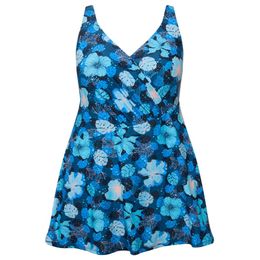 Ulla Popken Badeanzug Damen Gr&ouml;&szlig;e 5XL blau / nachtblau / wei&szlig;