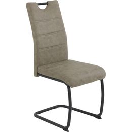 Freischwinger Hela "DUNJA", braun (vintage schlamm, schwarz, schwarz), B:43cm H:98cm T:58cm, 100% Polyester, Stühle, Schwingstuhl; Vintage Optik; mit Griff; Rundrohrgestell