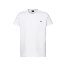 T-Shirt BOSS, Herren, Gr. L, weiß (weiß 100), Jersey, Obermaterial: 100% Baumwolle, unifarben, Casual, Rundhals, Shirts, Rundhals, Jersey, kleines Logo, regular fit