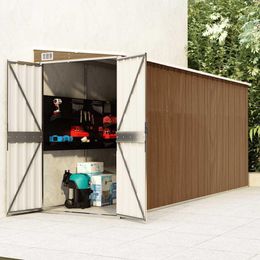vidaXL Anbauschuppen Braun 118x382x178 cm Verzinkter Stahl