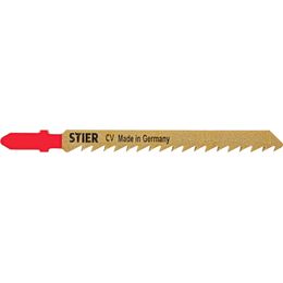 STIER Stichsägeblatt, 20 Stück, ST3103-S, Schnittlänge 75 mm, Zahnteilung 4 mm, perfekt geeignet zum Zuschneiden von Holz, Arbeitsplatten, Verbundplatten, CV-Stichsägeblatt