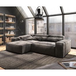 DeLife Ecksofa Sirpio XL 270x170 cm Mikrofaser Khakibraun Recamiere variabel mit Hocker