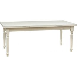 Esstisch ausziehbar massiv 200x90x80 cm, Massivholz tische, Esstisch landhausstil, Weiß