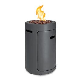Blumfeldt Crete Gas-Feuerstelle, 13 kW Wärmeleistung, Flüssiggas, Edelstahl, 360° FireView, inkl. Regencover, Gasdruck: max. 50 mbar, zweistufiger Drehregler, dunkelgrau