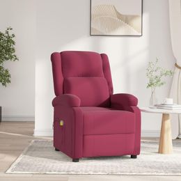 vidaXL Massagesessel Elektrisch Weinrot Samt
