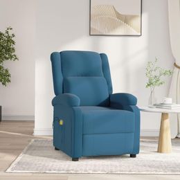 vidaXL Elektrischer Massagesessel Blau Samt