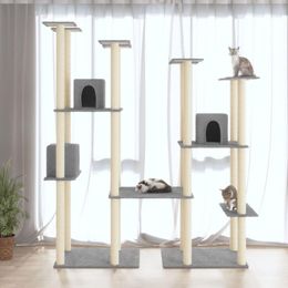 Prolenta Premium Kratzbaum mit Sisal-Kratzsäulen Hellgrau 174 cm