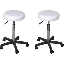 Prolenta Premium Rollhocker 2 Stk. Weiß 35,5 x 98 cm Kunstleder