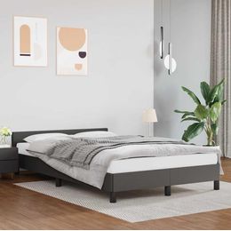 vidaXL Bettgestell mit Kopfteil ohne Matratze Grau 120x200 cm