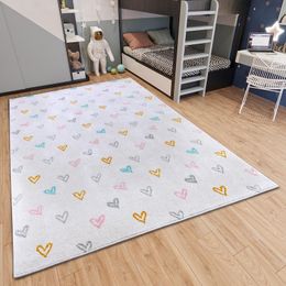 Hanse Home Kinderteppich »Adventures Hearts« rechteckig 7 mm Höhe Spielteppich, fest, Kinderzimmer, Kurzflor, Spielunterlage multi,creme...