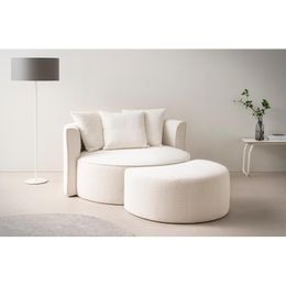 LeGer Home by Lena Gercke XXL-Sessel »ISALIE, Rundsessel mit Hocker, Lesesessel, Loveseat, Big-Sessel« Set, trendige Stoffe, 3 Zierkissen, große...