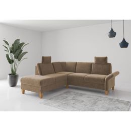 Home Affaire Ecksofa &raquo;Rochelle, L-Form&laquo; wahlweise mit Armteilverstellung, Bettfunktion und Bettkasten braun 100% Polyester