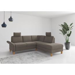 Home Affaire Ecksofa &raquo;Rochelle, L-Form&laquo; wahlweise mit Armteilverstellung, Bettfunktion und Bettkasten braun 100% Polyester