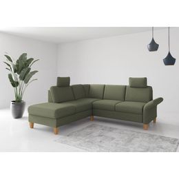Home Affaire Ecksofa »Rochelle, L-Form« wahlweise mit Armteilverstellung, Bettfunktion und Bettkasten olive